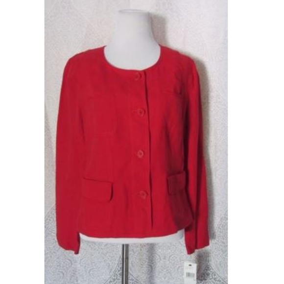 Dkny | Jackets & Coats | Nwt Dkny Red Linen Blazer Button Jacket ...